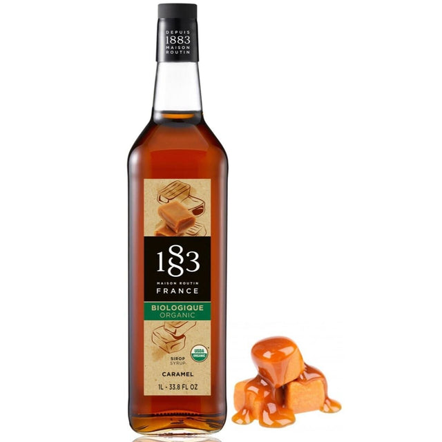 1883 Maison Routin Organic Caramel Syrup | 1 Litre Glass Bottle – A1 Coffee
