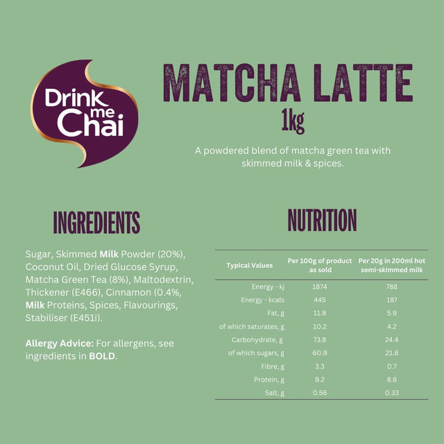 Drink Me Chai | Matcha Latte | 4 x 1kg – A1 Coffee